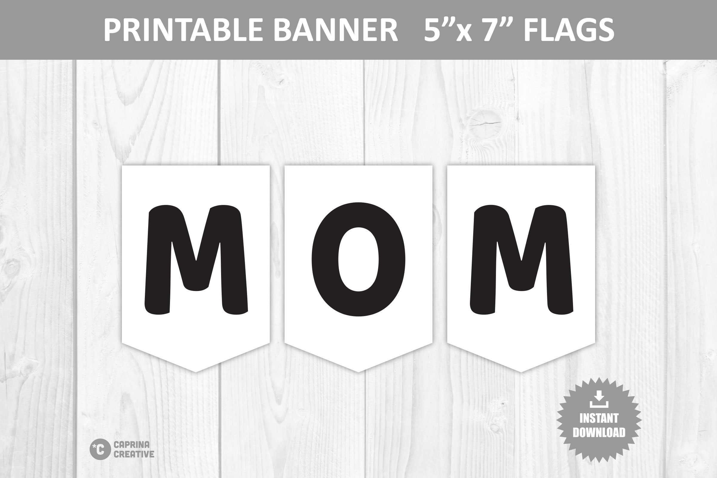 BEST MOM EVER Mothers Day Banner Printable / Black & White Mom Banner ...