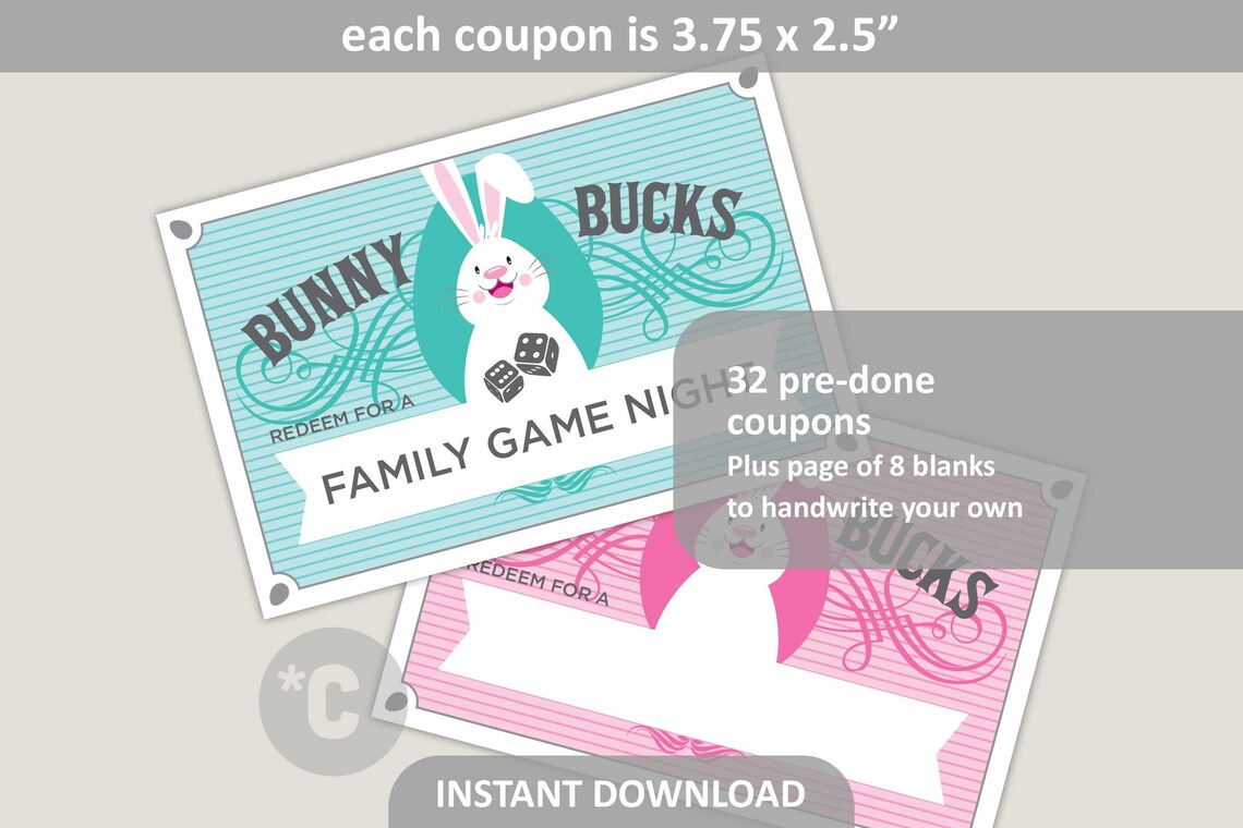 Bunny Bucks / Easter Egg Tokens Printable / Easter Egg Fillers / Easter ...