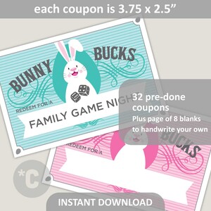 Bunny Bucks / Easter Egg Tokens Printable / Easter Egg Fillers / Easter ...