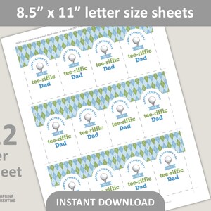 Happy Fathers Day Tags Printable / Tee-riffic Dad Golf Theme Cookie ...