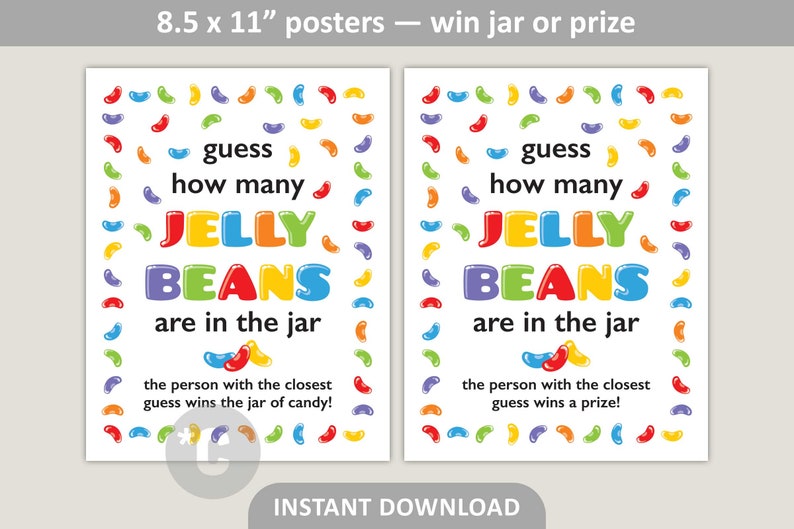 Jelly Bean Guessing Game Printable / Guess How Many Jellybeans in the ...