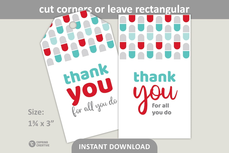 Thank You Nurse Tags Printable / Medical Thanks / Doctor Appreciation ...