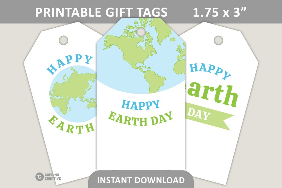 Earth Day Tags Printable / Earth Day Party Favors / Cookie Tags ...