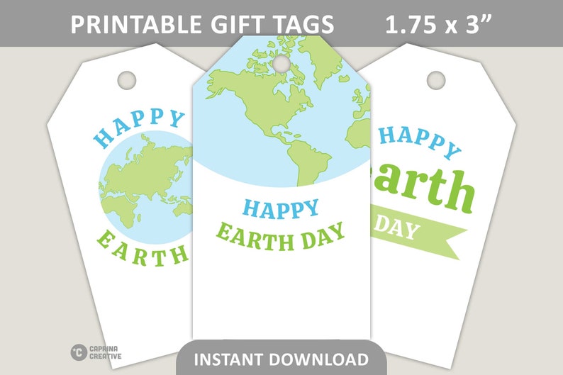 Earth Day Tags Printable / Earth Day Party Favors / Cookie Tags ...