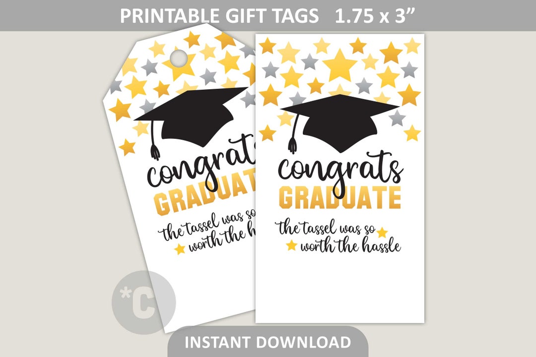 Graduation Tag Printable / Class of 2024 Congrats Graduate / Grad Gift ...
