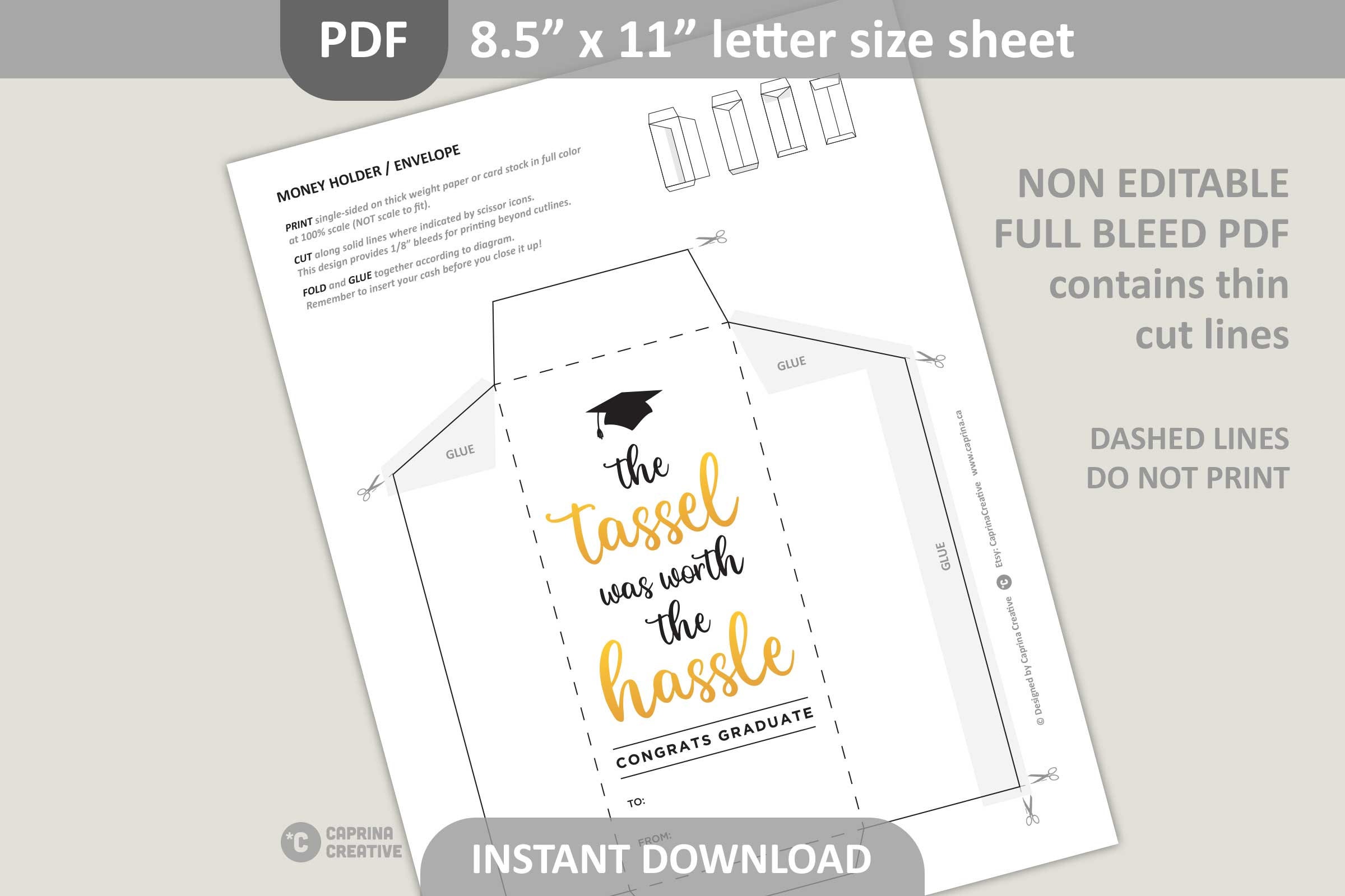 Graduation Money Holder Printable / Congrats Grad Cash Envelopes ...
