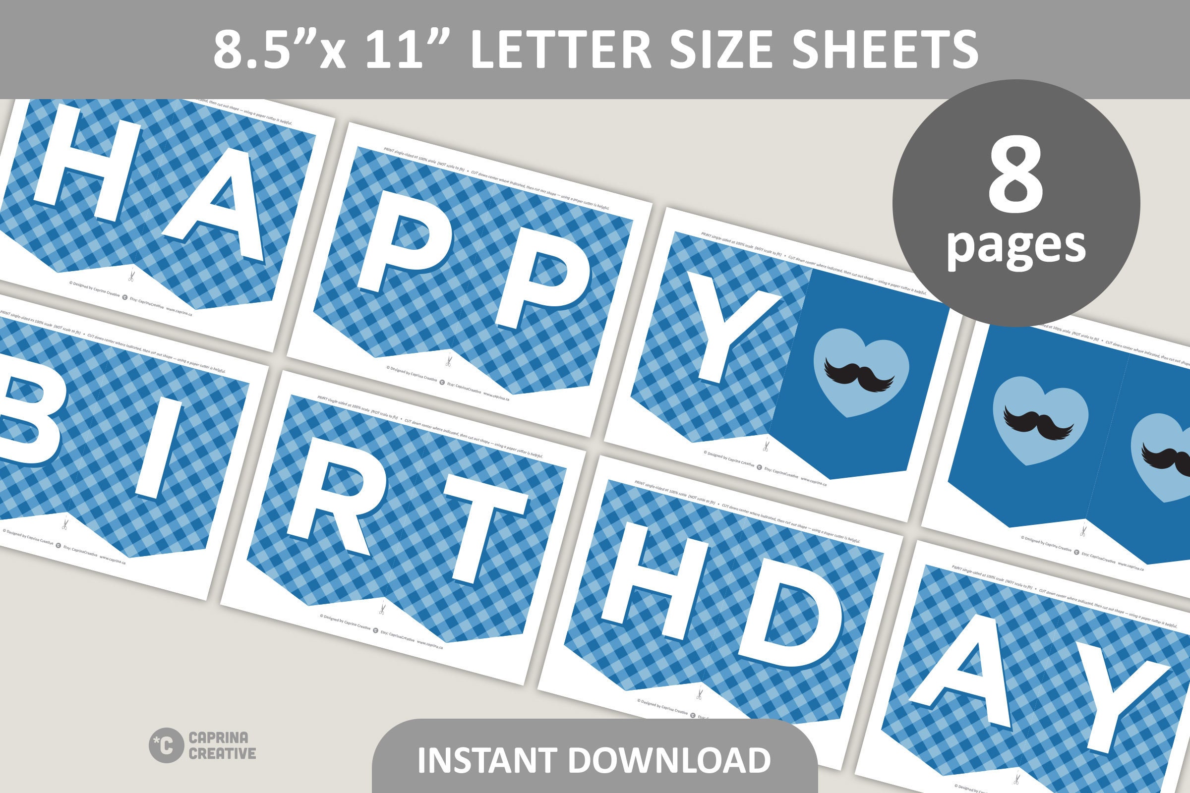 Happy Birthday Banner Printable / Dad Birthday Party Decoration / Blue ...