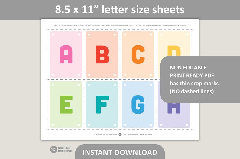 Preschool Alphabet Flash Cards Printable / A-Z Flashcards for Preschool ...