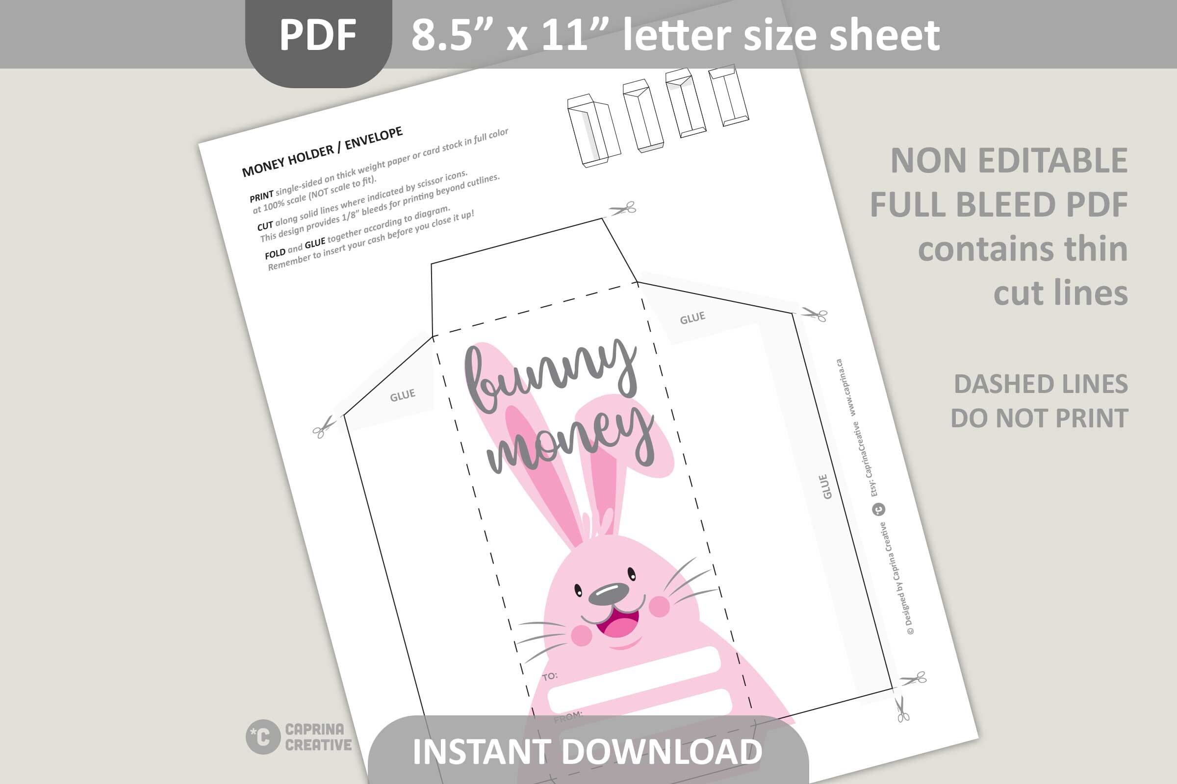 Easter Money Holder Printable / Spring Cash Envelopes / Girls Bunny ...