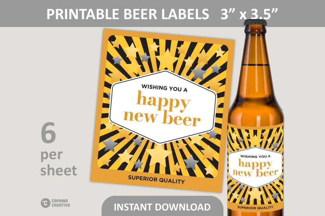Happy New Beer Labels Printable / New Years Drinks / Art Deco Style / 3 ...