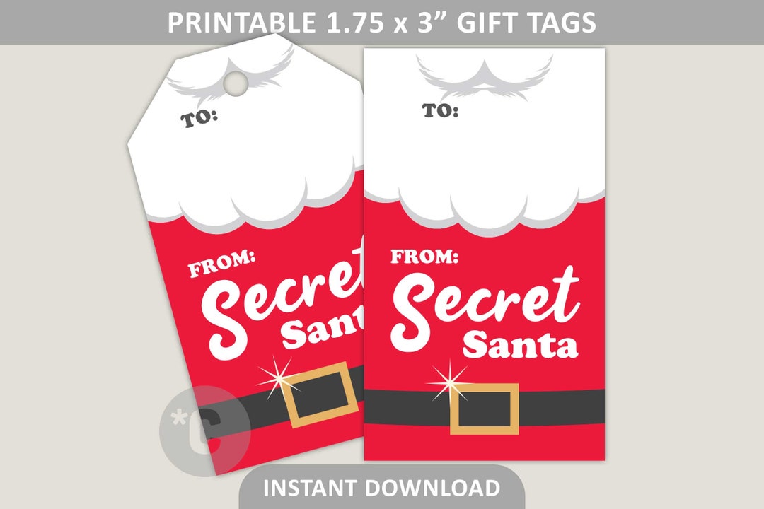 Secret Santa Tags Printable / Christmas Gift Tag / Holiday Gift ...