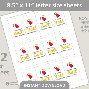 Printable Party Favor Tags / Beach Theme Birthday Party / Hope You Had ...