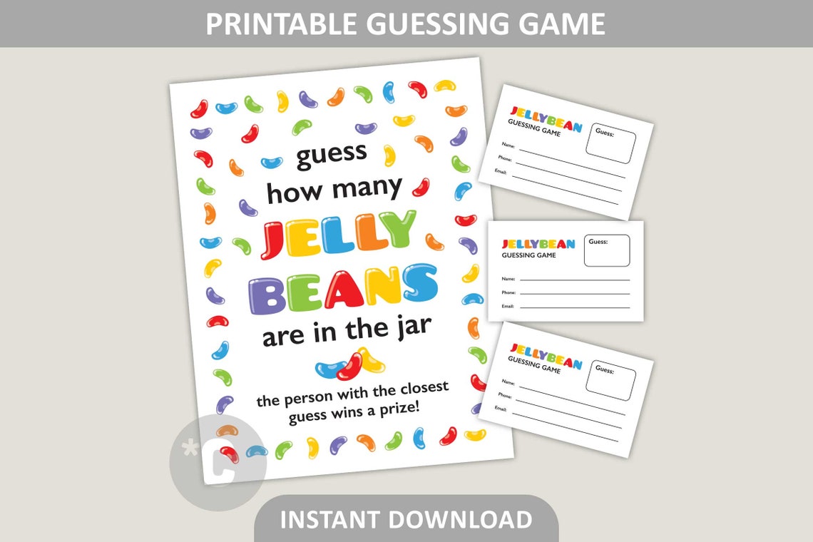 Jelly Bean Guessing Game Printable / Guess How Many Jellybeans in the ...
