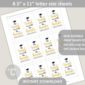 Graduation Tag Printable / Class of 2024 Congrats Graduate / Tassel ...