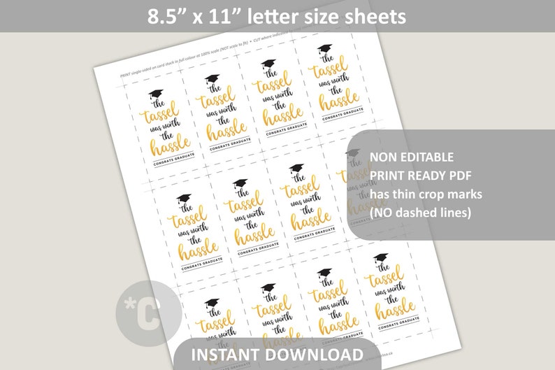 Graduation Tag Printable / Class of 2024 Congrats Graduate / Tassel ...