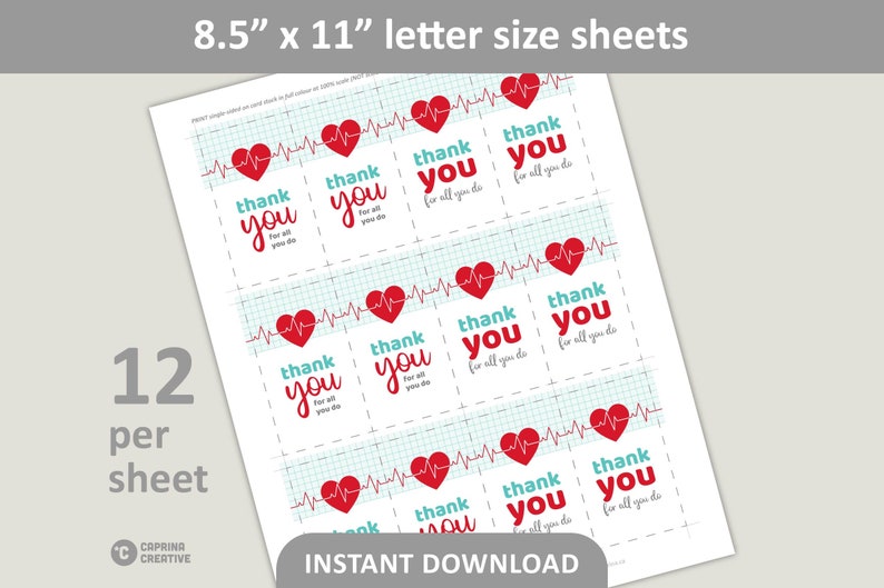 Thank You Nurse Tags Printable / Medical Thanks / Doctor Appreciation ...