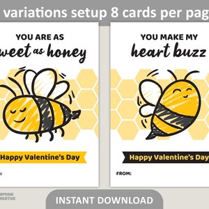 Bee Mine Valentine Printable Classroom Valentines / 2.5 X 3.5 Kids ...