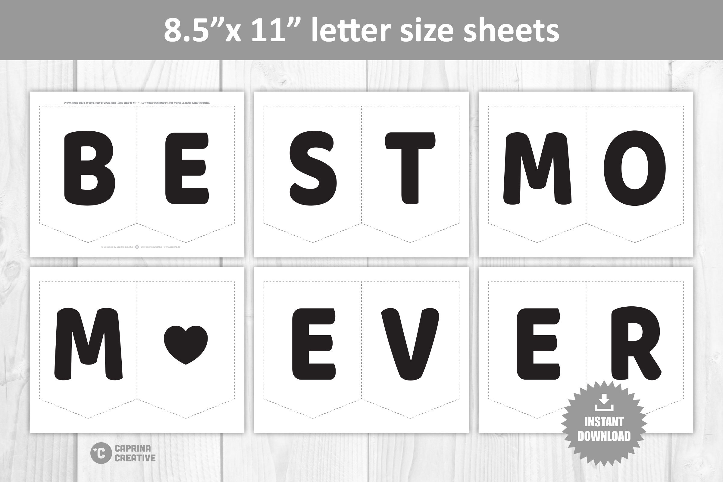 BEST MOM EVER Mothers Day Banner Printable / Black & White Mom Banner ...