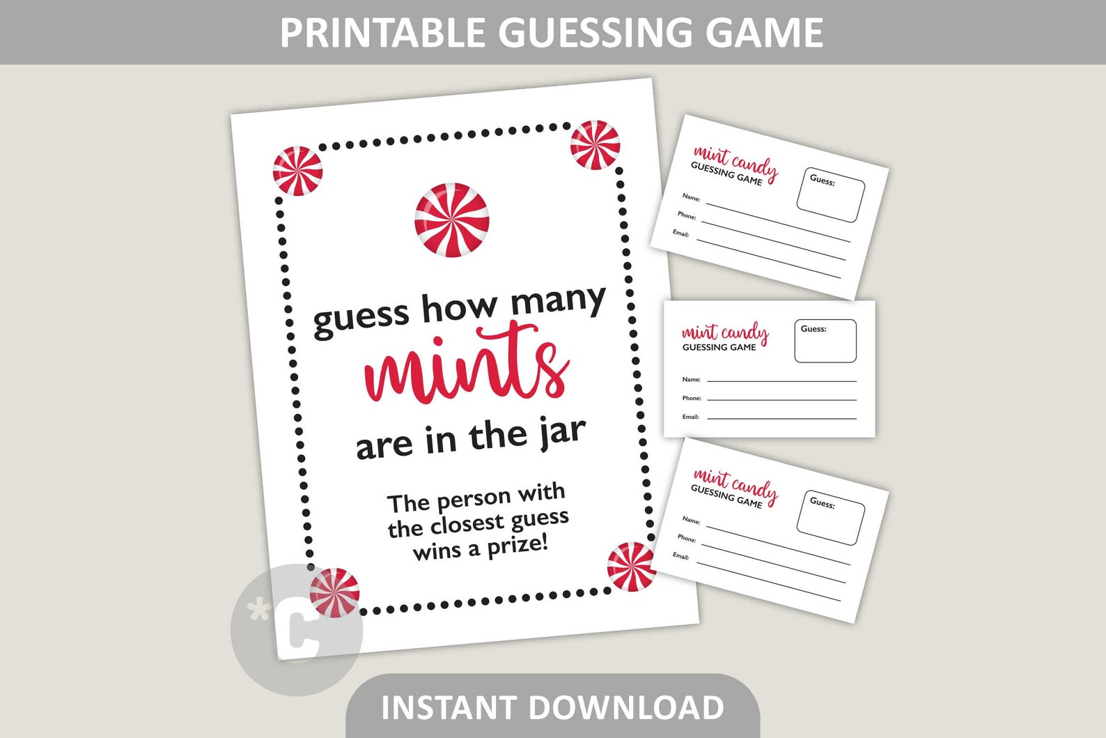 Mint Candy Guessing Game Printable / Guess How Many Mints in the Jar ...