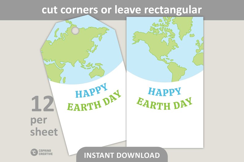 Earth Day Tags Printable / Earth Day Party Favors / Cookie - Etsy