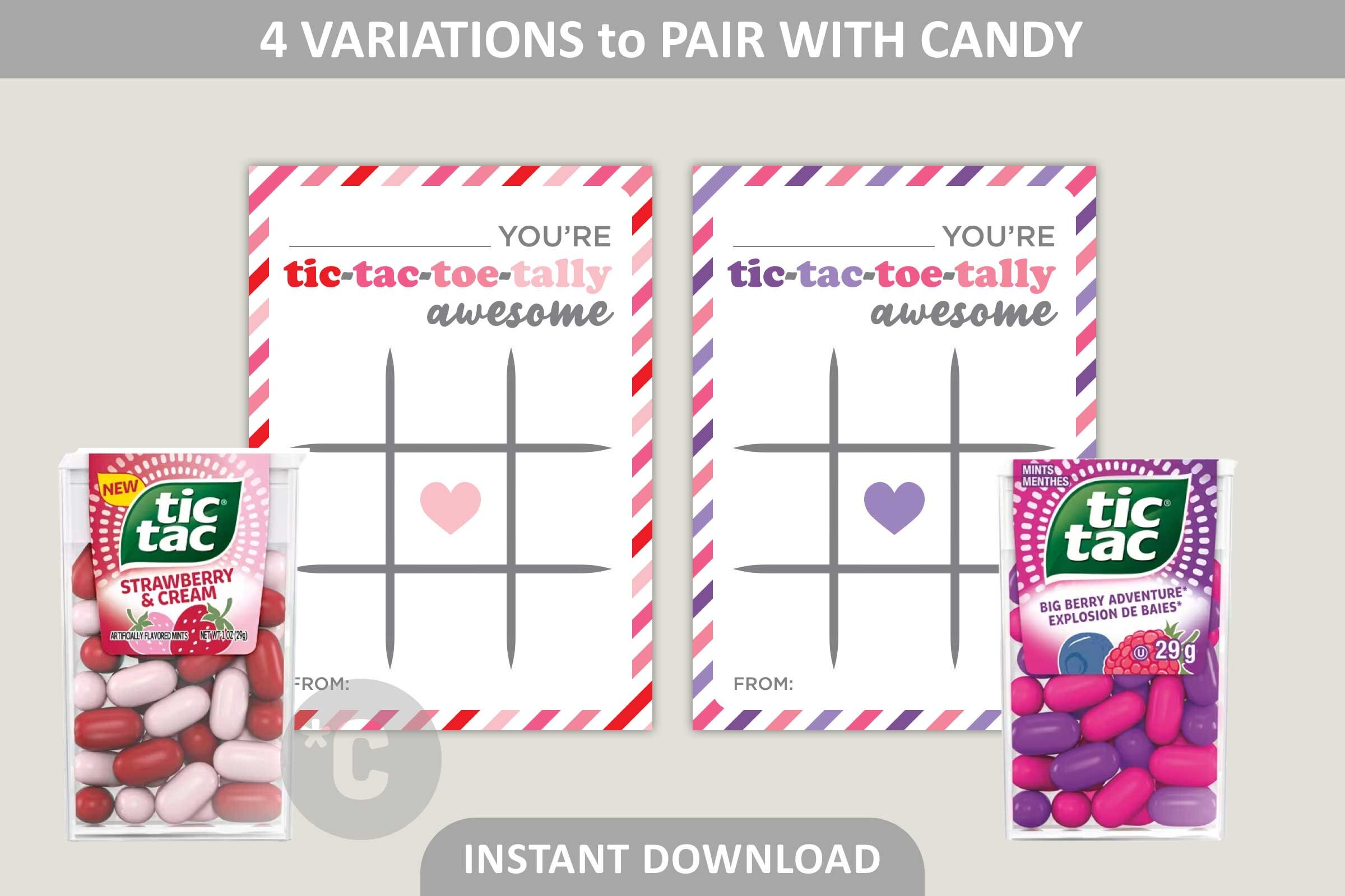 Printable Tic-tac-toe Valentines Cards / Classroom Valentines Candy ...