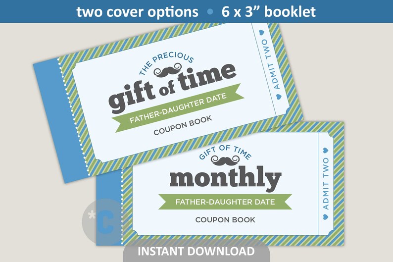 Father Daughter Dates Coupon Book Printable / Birthday Gift for Dad ...