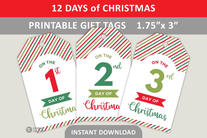 12 Days of Christmas Gift Tags Printable / Holiday Treat Tags - Etsy