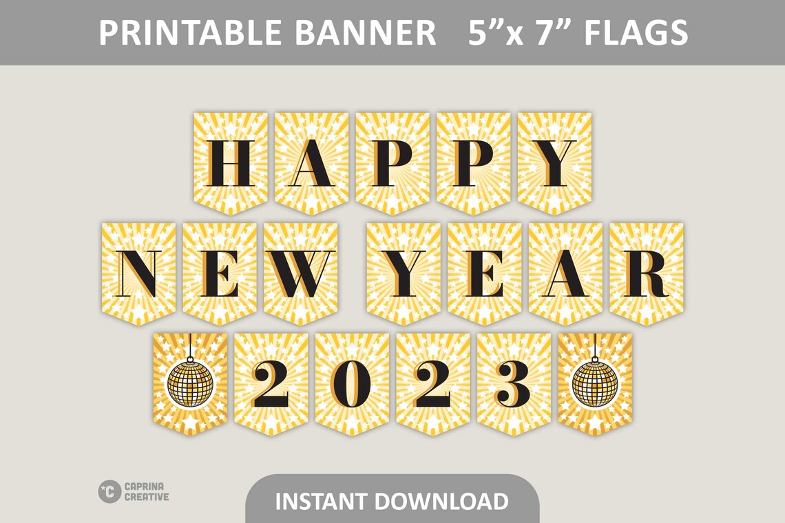 Happy New Year 2023 Banner Printable / New Years Eve Party Decoration ...