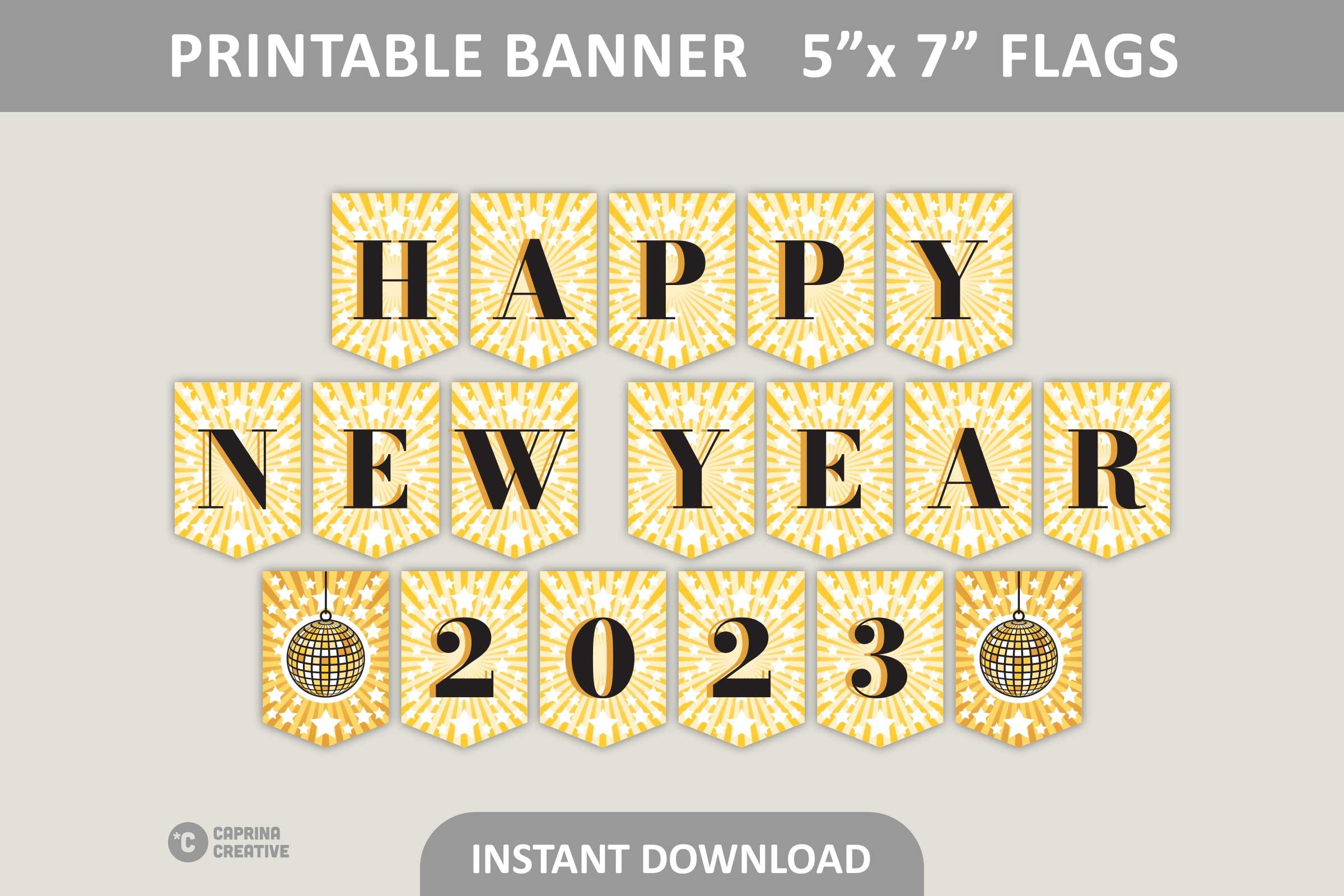 Happy New Year 2023 Banner Printable / New Years Eve Party Decoration ...