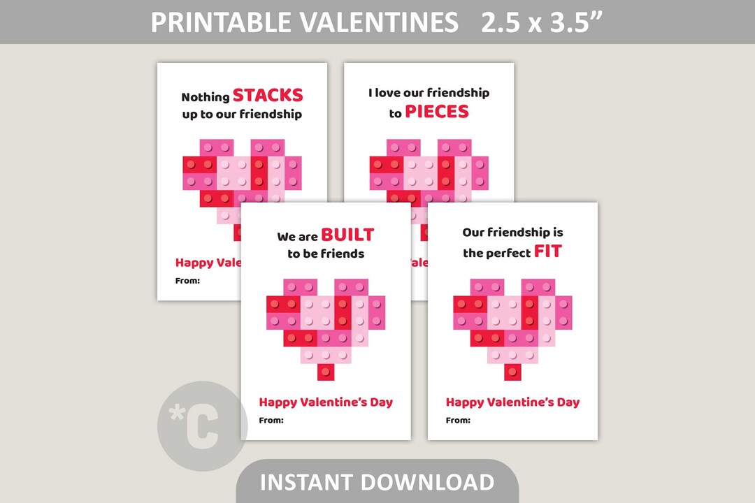 Printable Valentines Cards / Classroom Valentines Exchange / Building ...