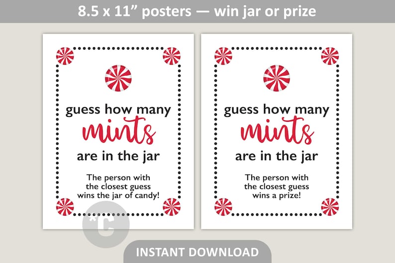 Mint Candy Guessing Game Printable / Guess How Many Mints in the Jar ...