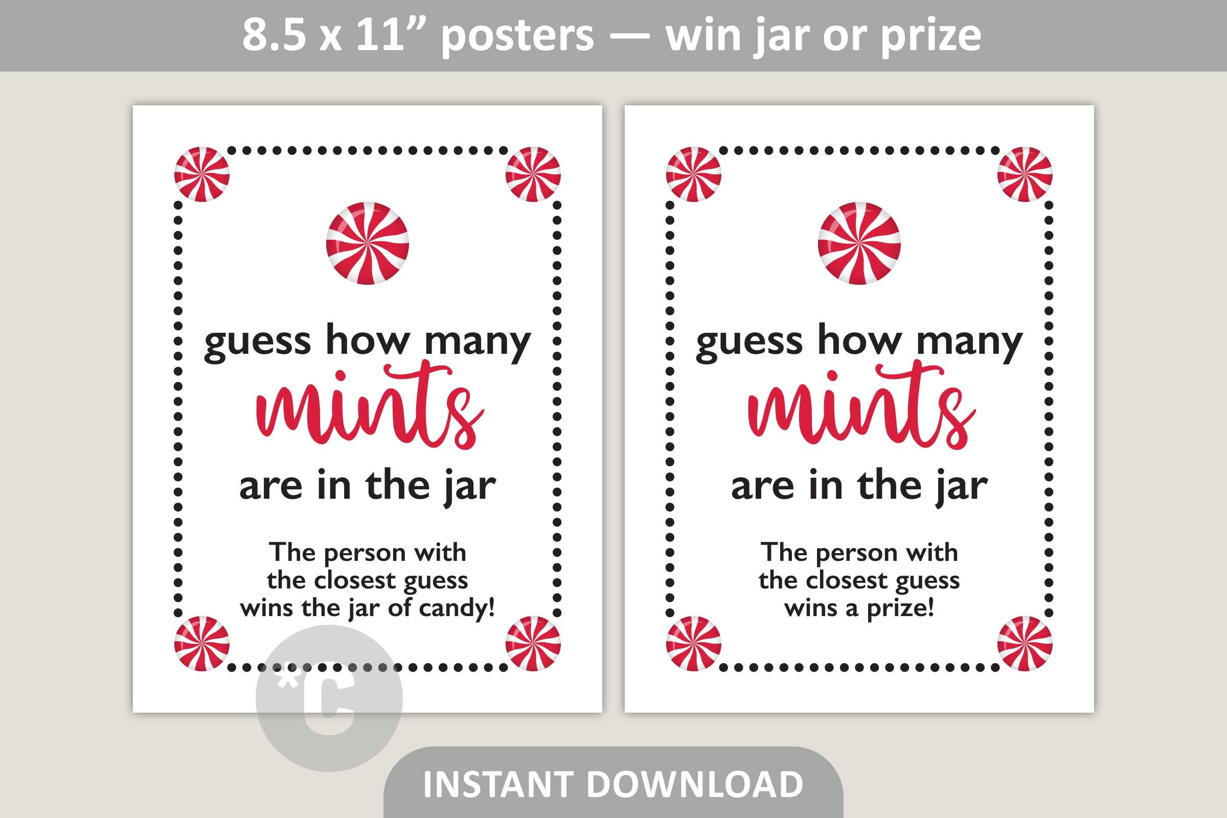 Mint Candy Guessing Game Printable / Guess How Many Mints in the Jar ...