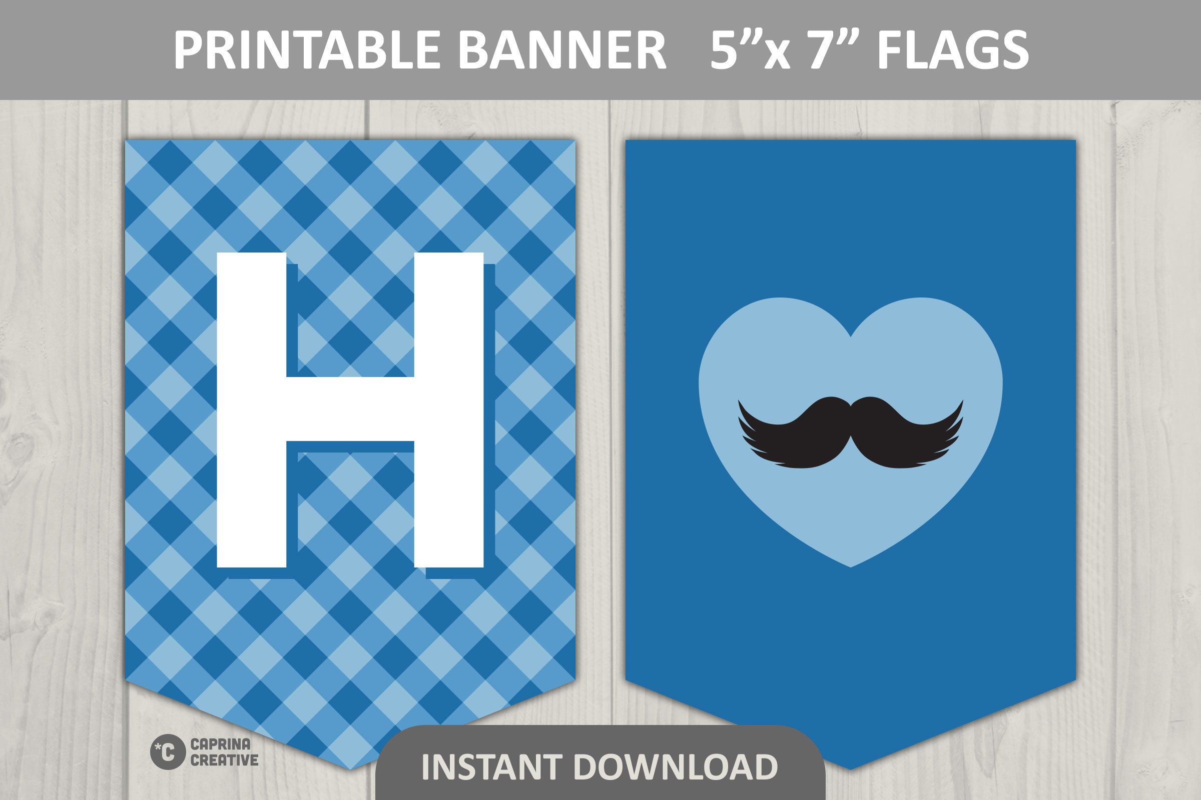Happy Fathers Day Banner Printable / Blue Plaid Dad Banner / 5" X 7 ...