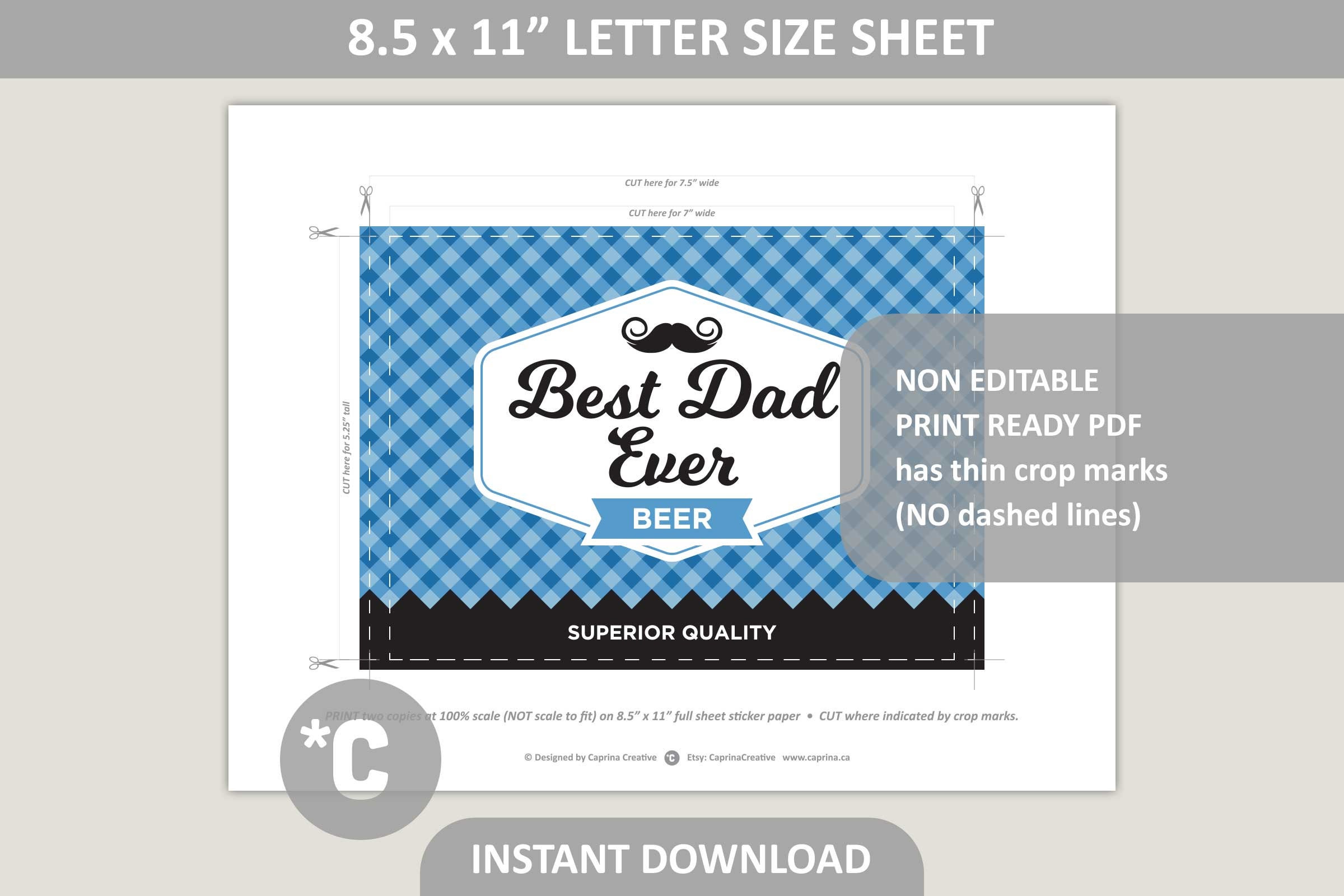 New Dad Beer Caddy Labels Printable / Dad to Be Gift / First Time ...