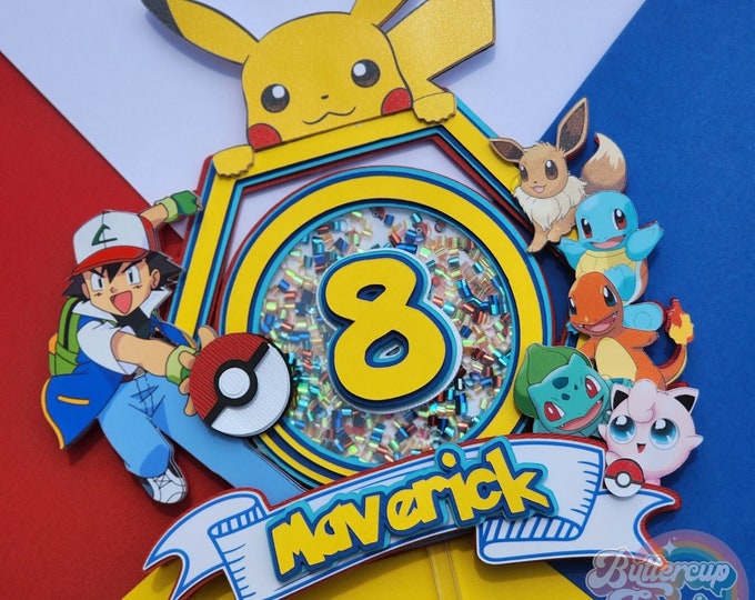 Pokémon Cake Topper Pokémon Party Shaker Topper Custom Cake Topper ...