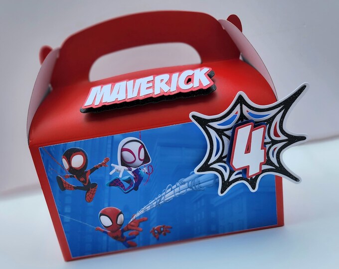 Spidey Favor Box, Custom Treat Box, Spidey Gable Boxes, Spidey Birthday ...