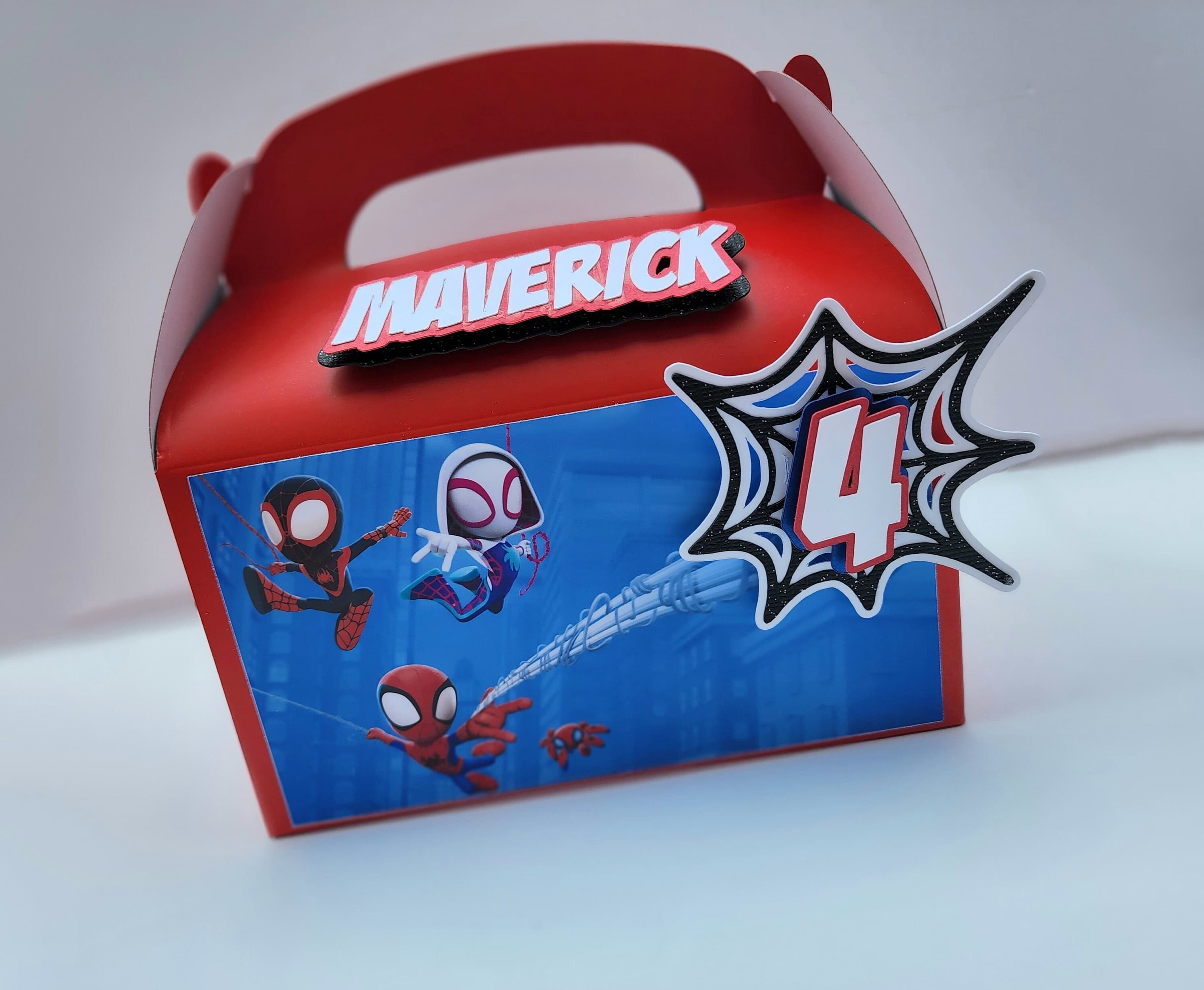 Spidey Favor Box, Custom Treat Box, Spidey Gable Boxes, Spidey Birthday ...