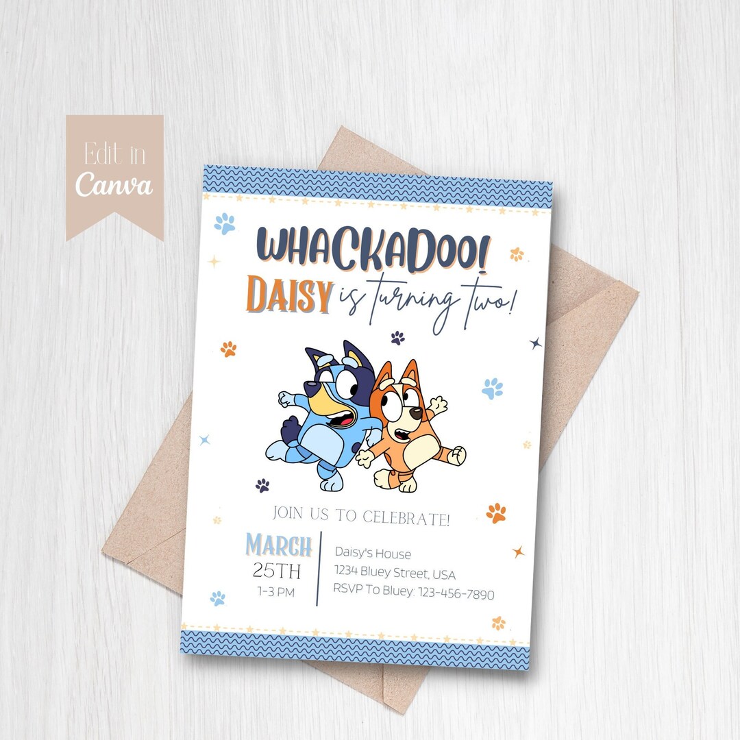 Bluey Invitation Bluey Digital Invitation Editable - Etsy UK