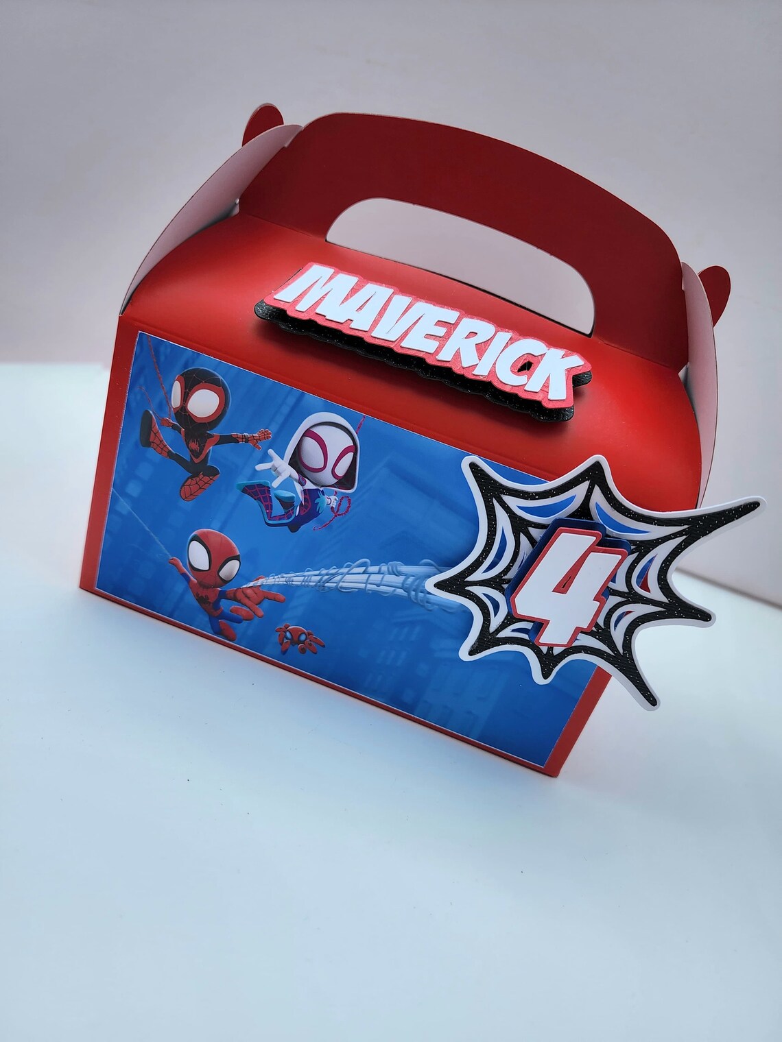 Spidey Favor Box, Custom Treat Box, Spidey Gable Boxes, Spidey Birthday ...
