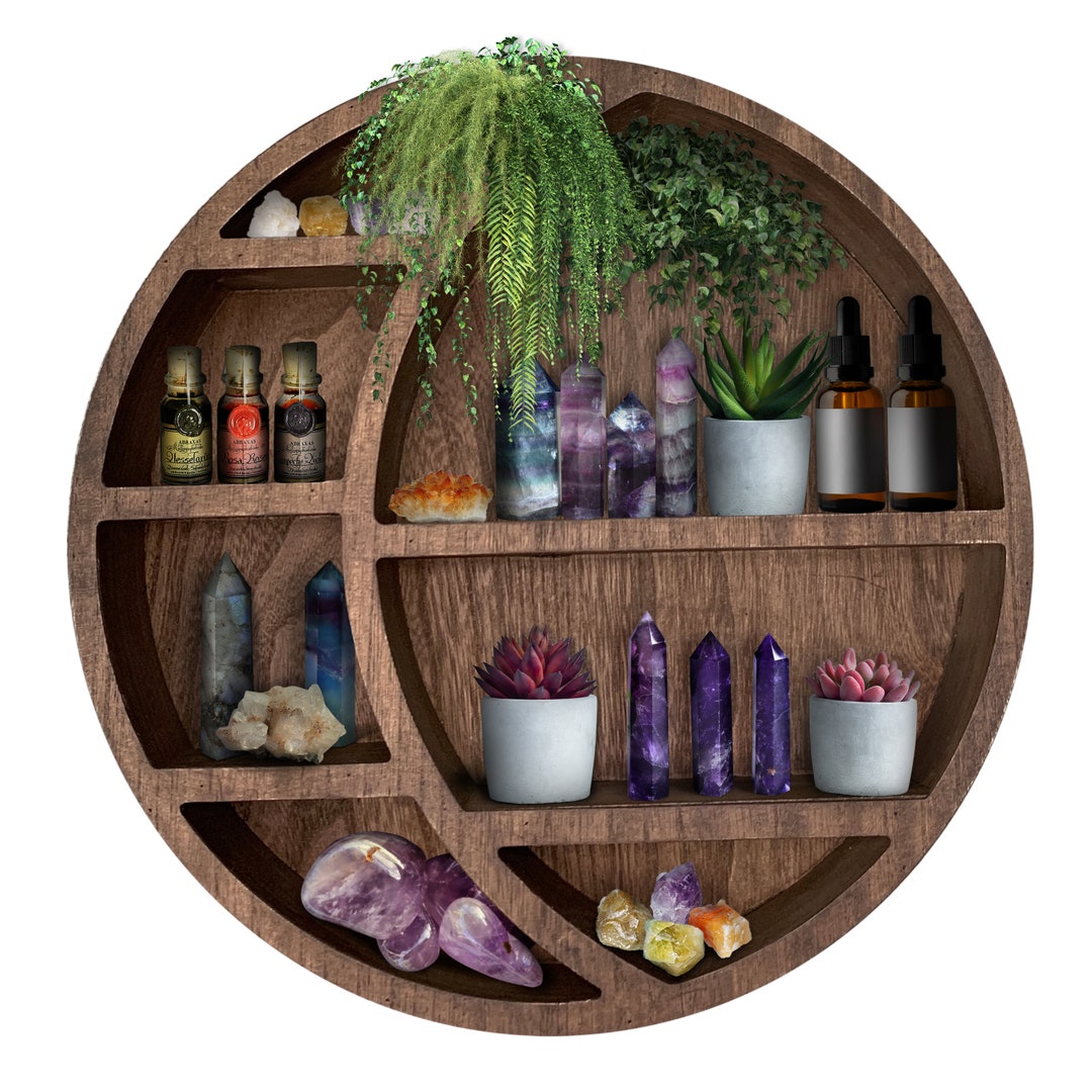 DEFECTIVE Moon Shelf, Wooden Crescent Moon Display Shelf, Moon Phase ...