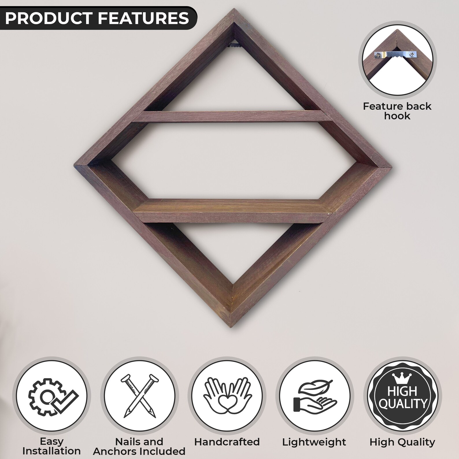 DEFECTIVE Diamond Shelf Wooden Diamond Square Crystal Display - Etsy