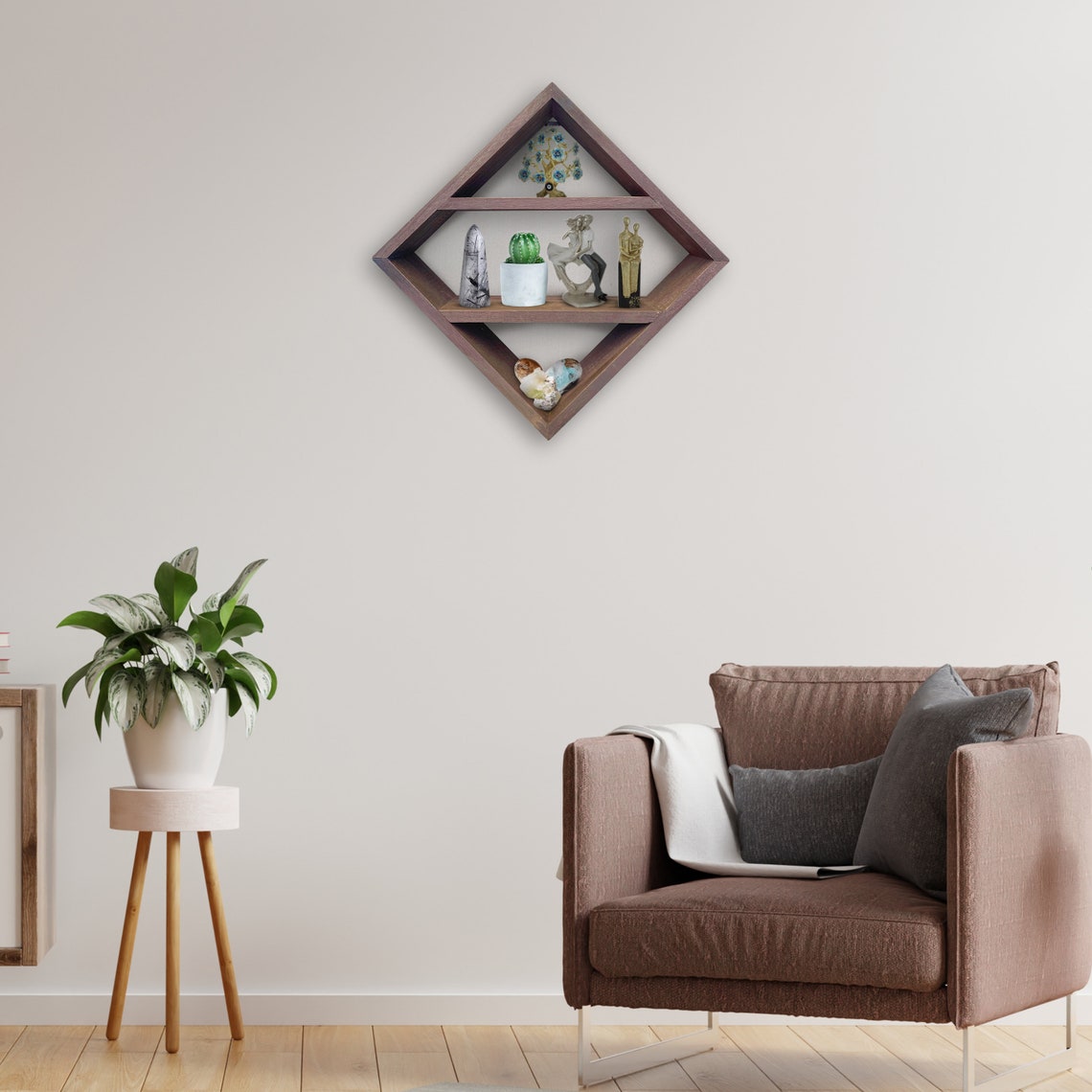 DEFECTIVE Diamond Shelf Wooden Diamond Square Crystal Display - Etsy