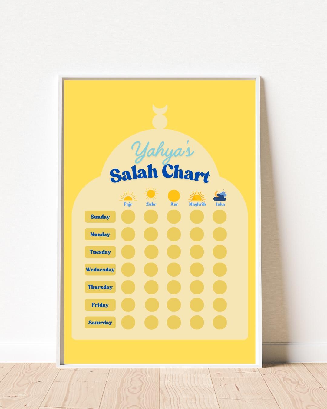 Personalized Salah Chart: Islamic Prayer Tracker (digital Download) - Etsy