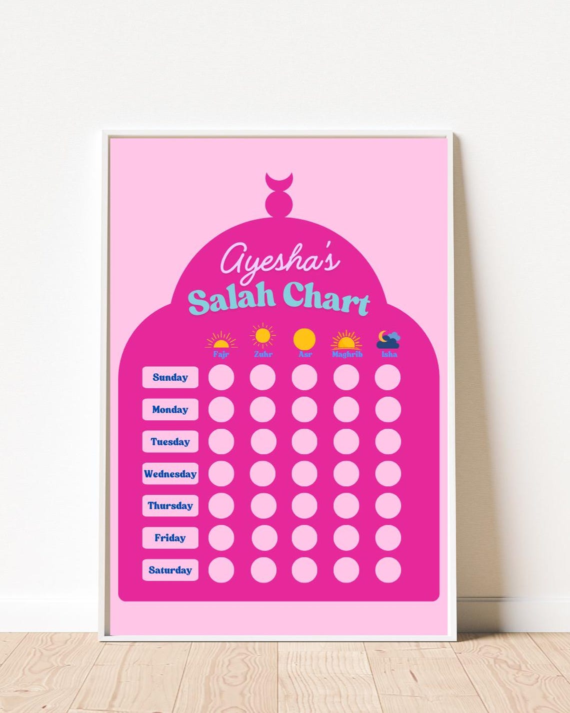 Personalized Printable Salah Chart - Prayer Chart, Salah Tracker ...