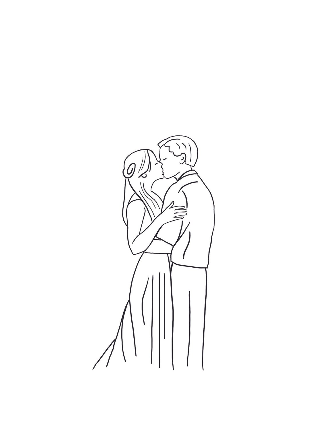 Custom Line Drawing 2 People or Pet and a Person. Digital.for ...