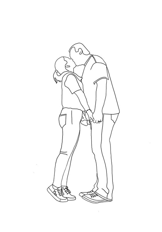 Custom Line Drawing 2 People or Pet and a Person. - Etsy