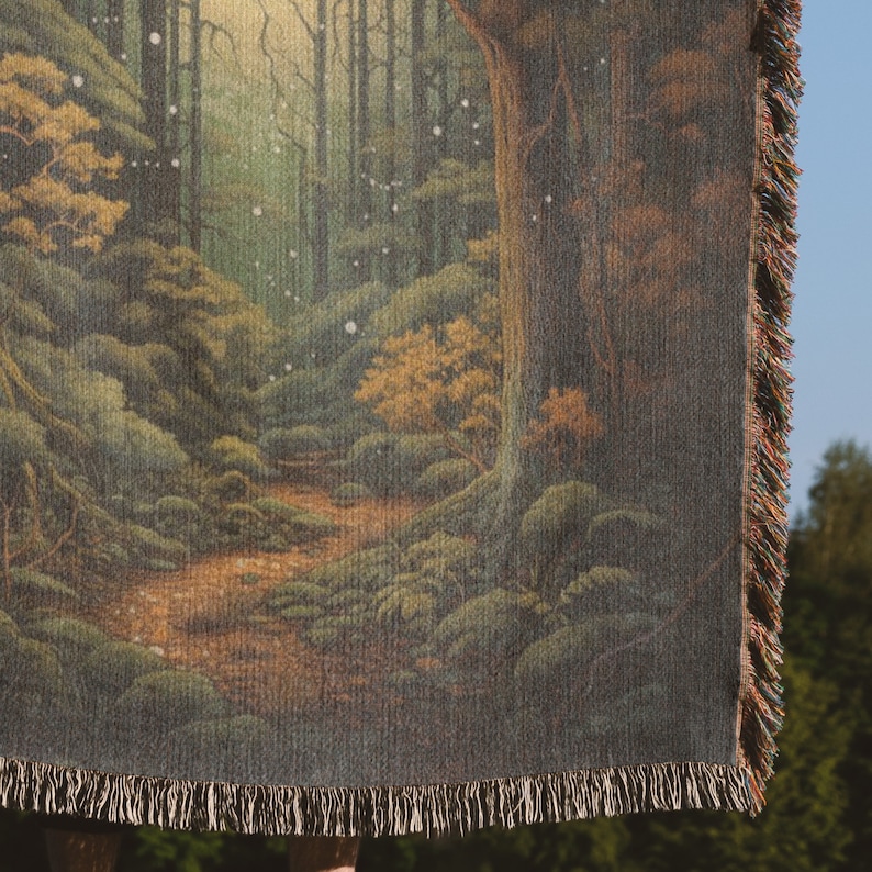 Dark Forest Woven Blanket | Dark Academia Tapestry, Forestcore Blanket ...