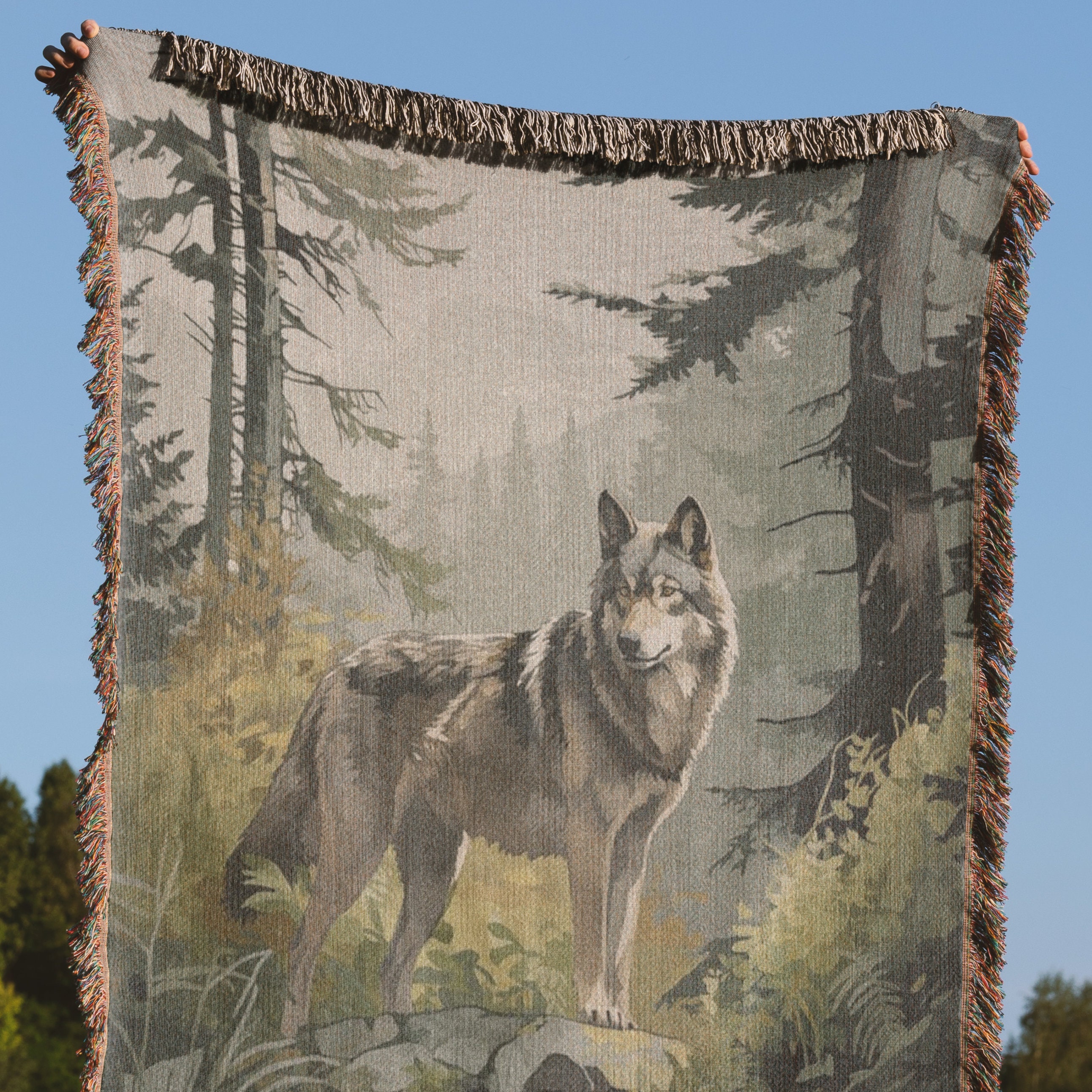 Wolf in Forest Blanket | Wolf Tapestry, Forestcore Blanket, Cabincore ...