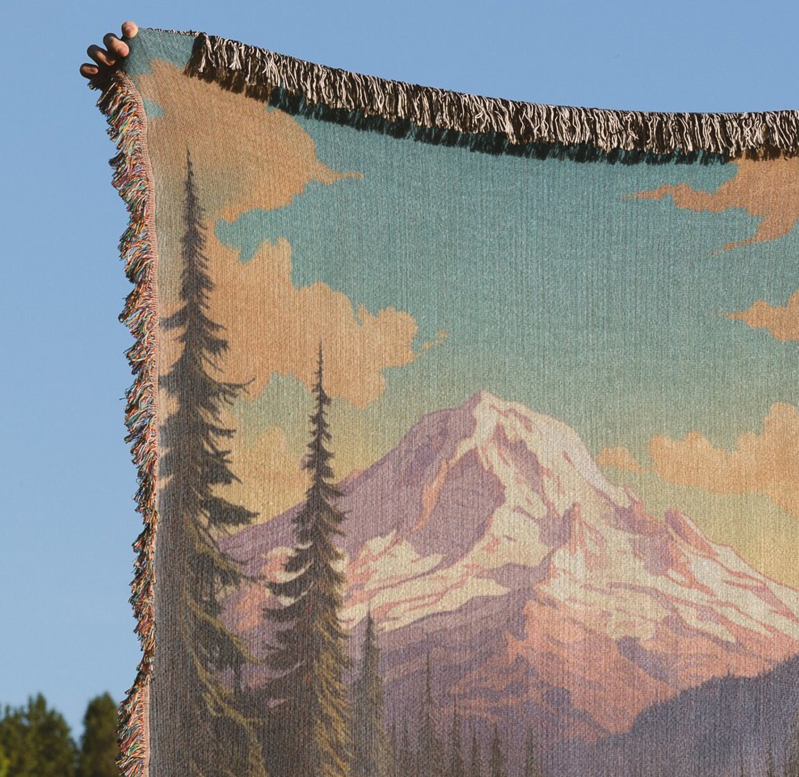 Mount Rainier Woven Blanket | Mount Rainier Tapestry, Vintage Mountain Blanket, Mountain Decor ...
