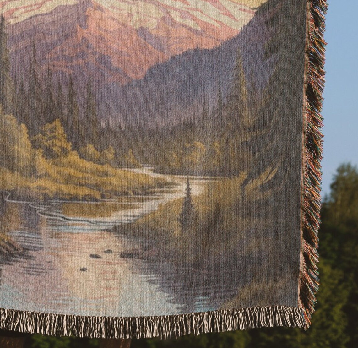 Mount Rainier Woven Blanket | Mount Rainier Tapestry, Vintage Mountain Blanket, Mountain Decor ...